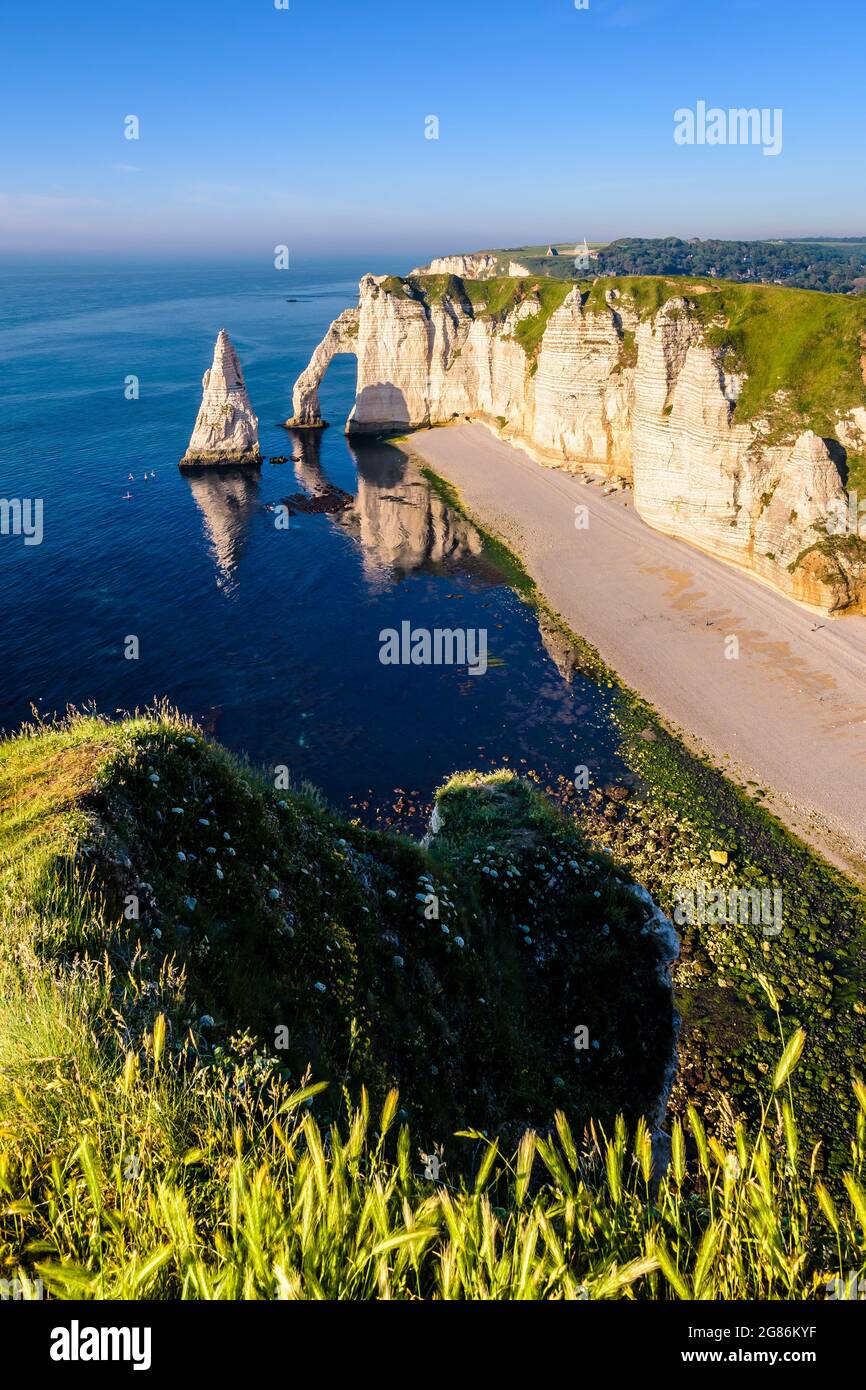 The Needle, the arch of the Aval cliff and the Jambourg beach in ...