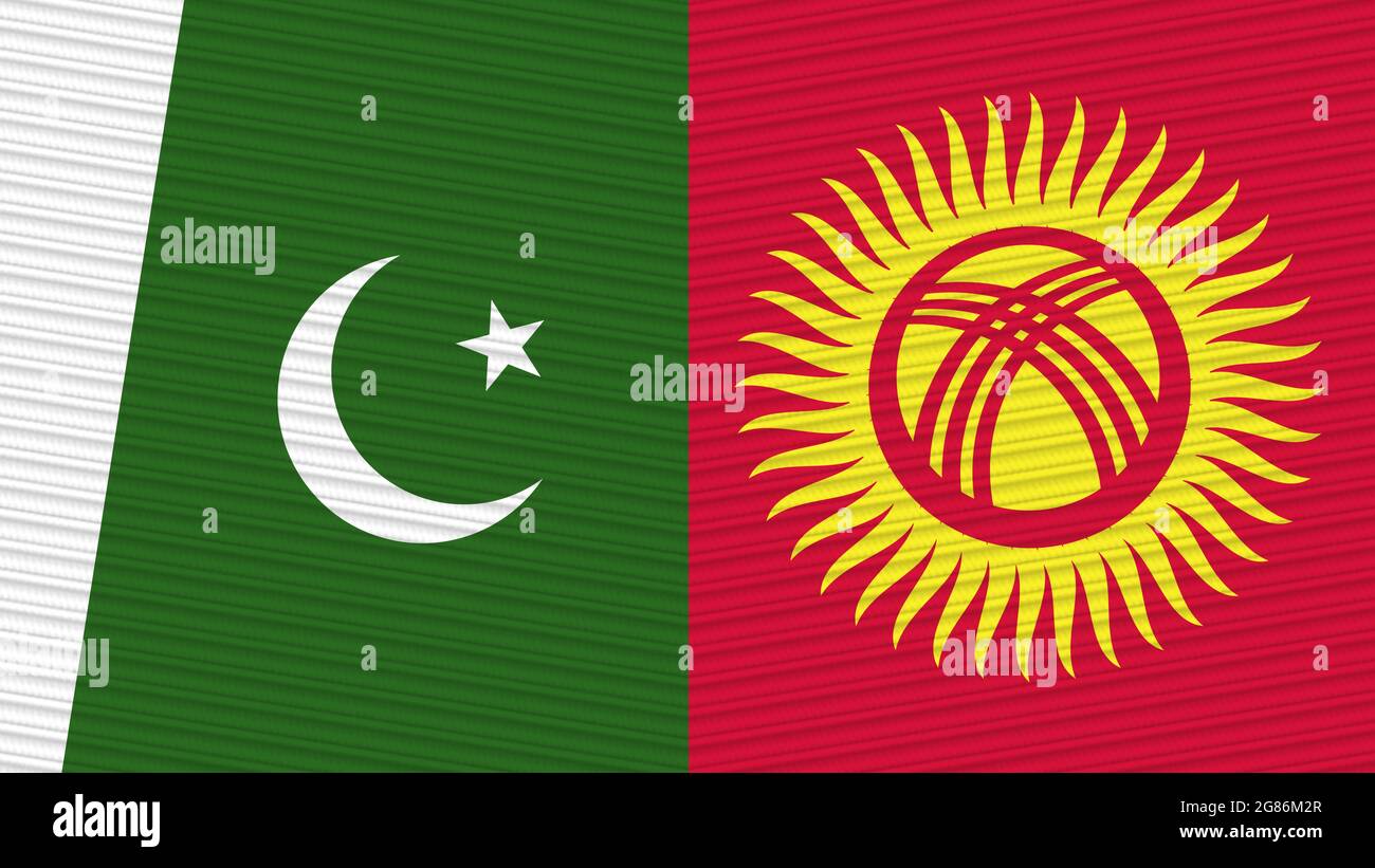 Kyrgyzstan and Pakistan Two Half Flags Together Fabric Texture ...