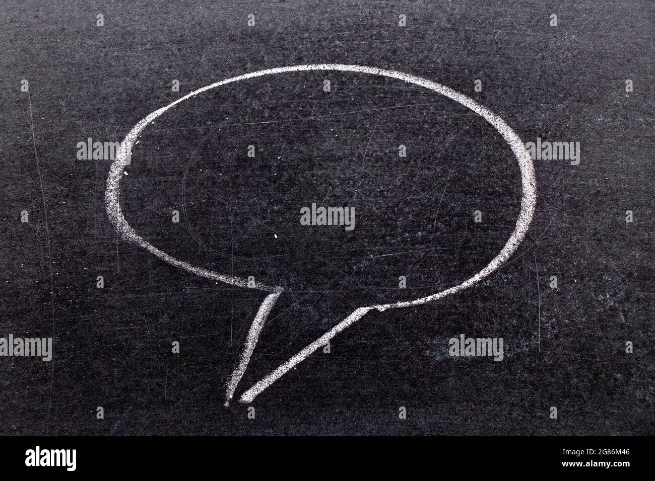 White chalk hand drawing in bubble speech shape with blank space for ...