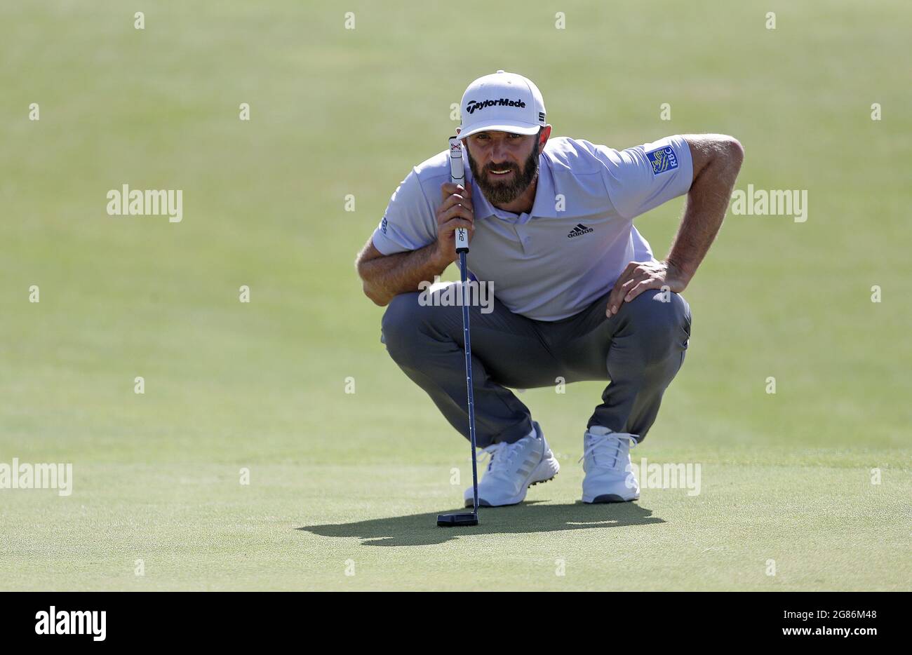 USA's Dustin Johnson on the 2nd green during day three of The Open at ...