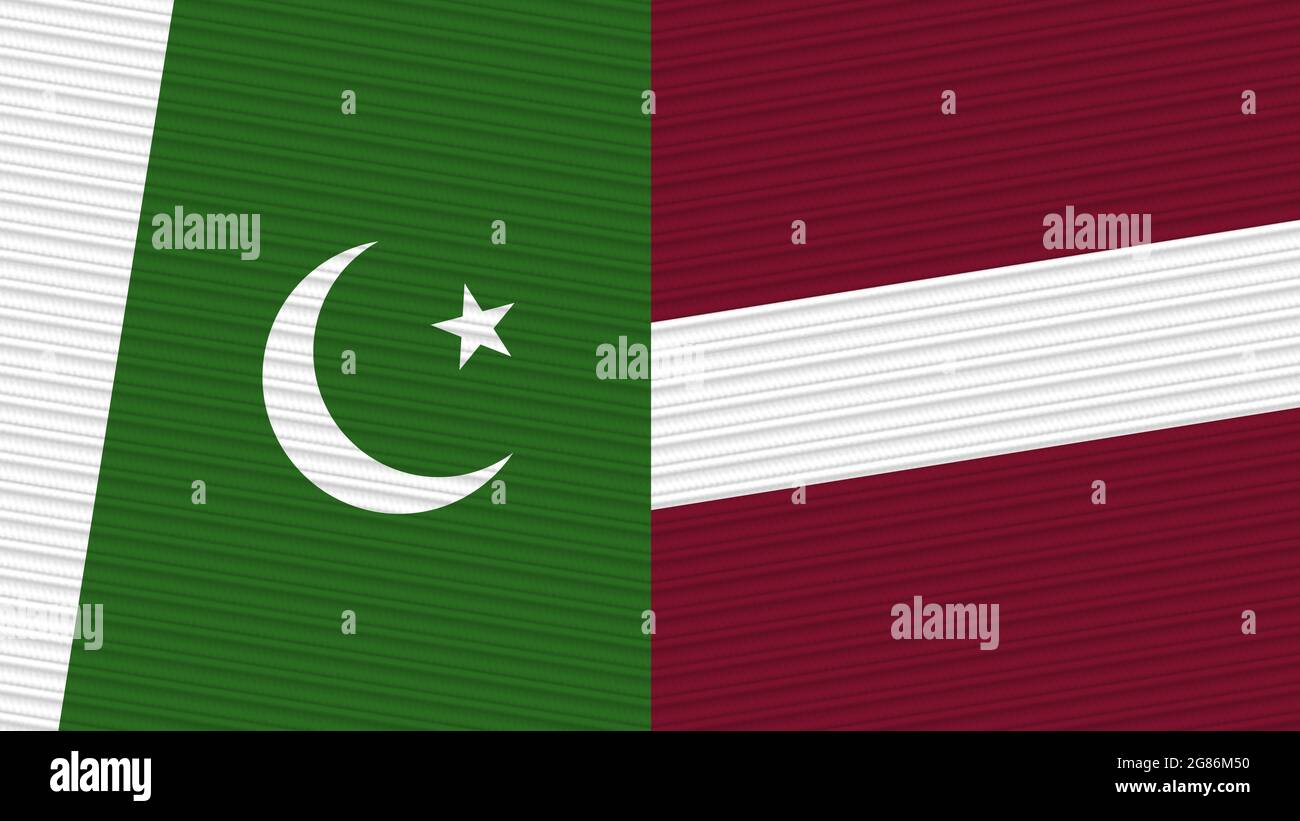 Latvia and Pakistan Two Half Flags Together Fabric Texture Illustration ...
