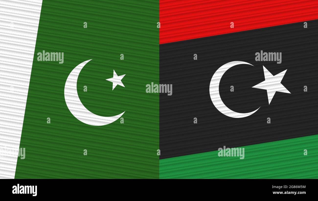 Libya and Pakistan Two Half Flags Together Fabric Texture Illustration ...