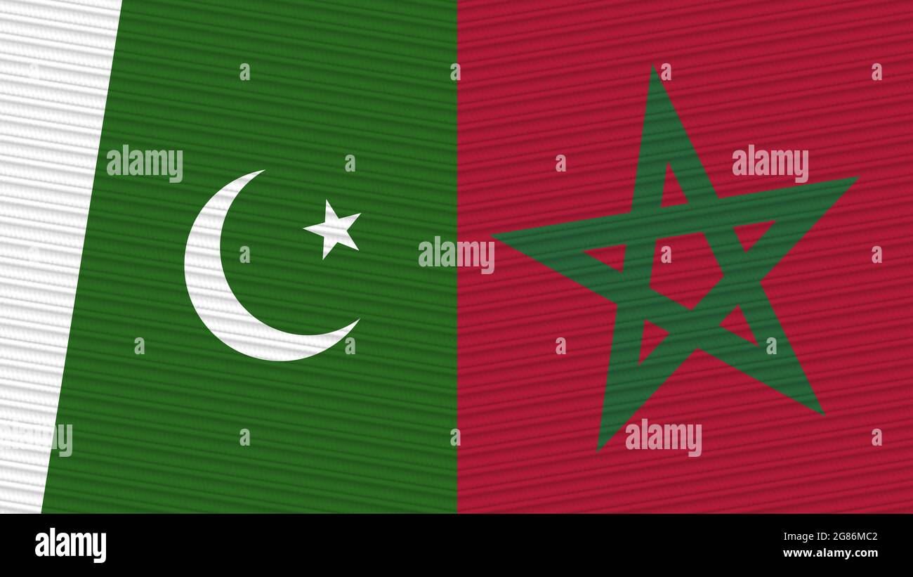 Morocco and Pakistan Two Half Flags Together Fabric Texture ...