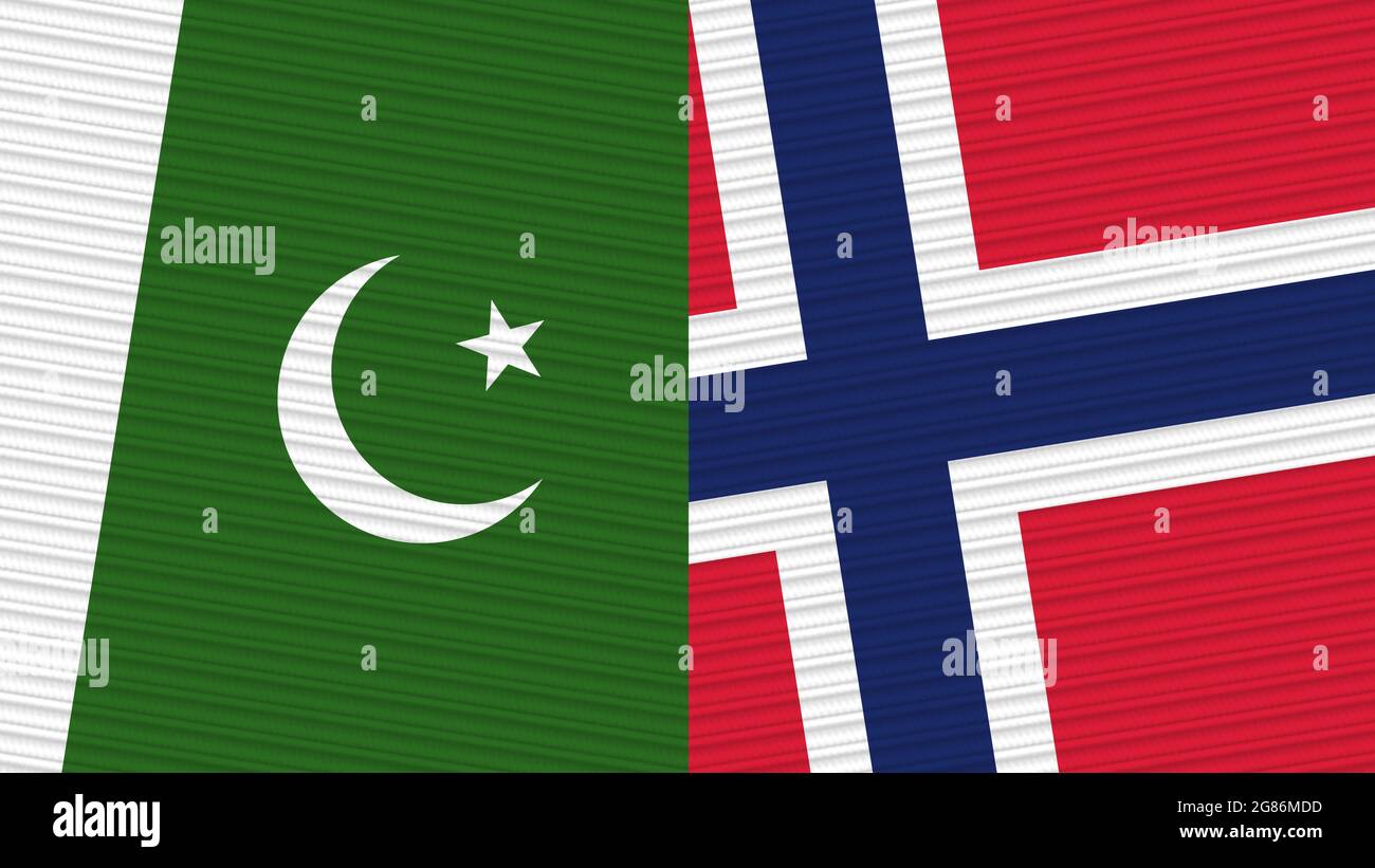 Norway and Pakistan Two Half Flags Together Fabric Texture Illustration ...