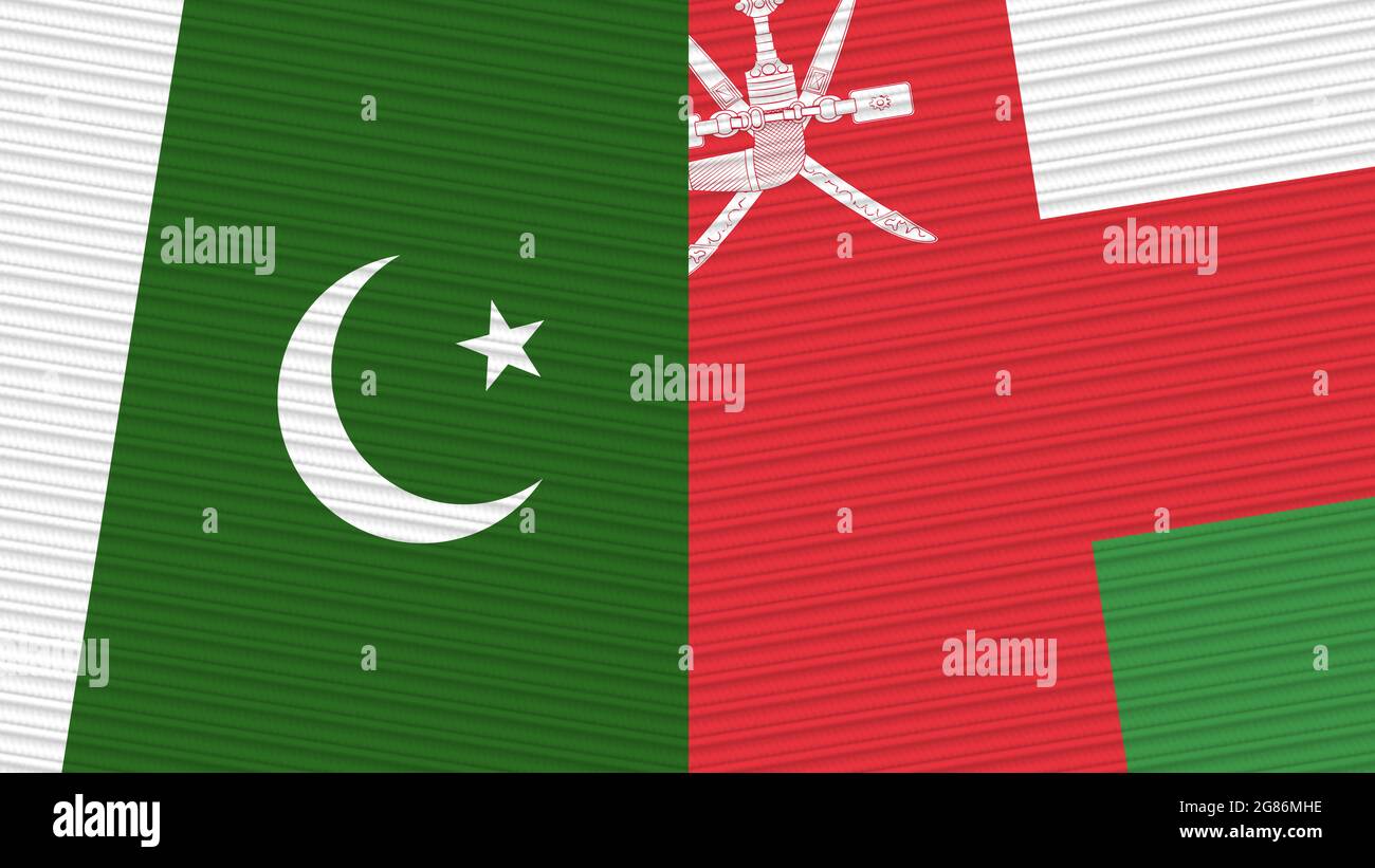 Oman and Pakistan Two Half Flags Together Fabric Texture Illustration ...