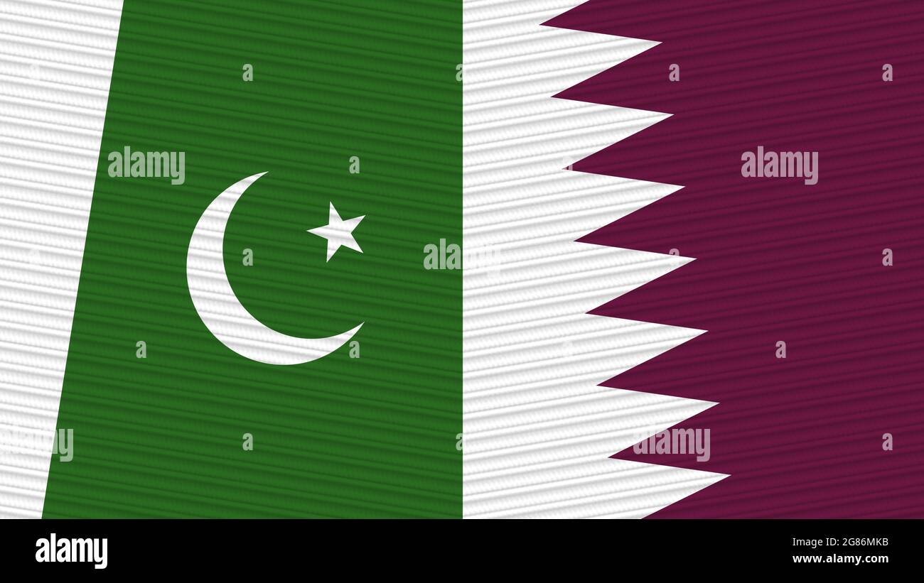 Qatar and Pakistan Two Half Flags Together Fabric Texture Illustration ...