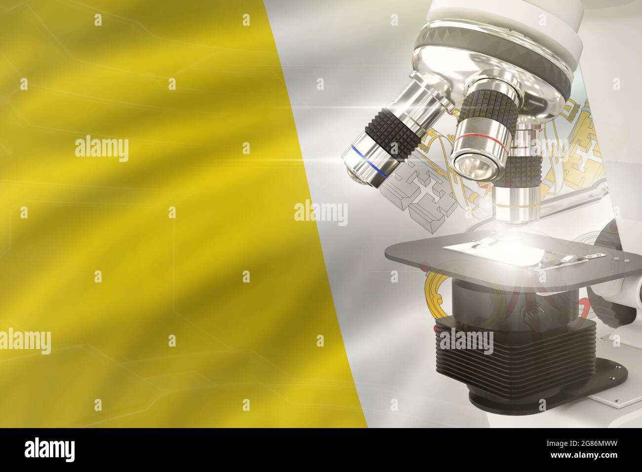 Microscope on Holy See flag background - science development concept ...