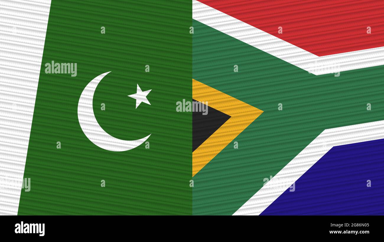 South Africa and Pakistan Two Half Flags Together Fabric Texture ...