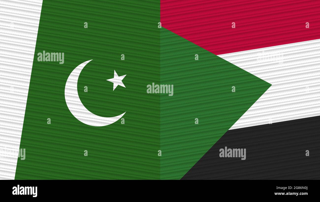 Sudan and Pakistan Two Half Flags Together Fabric Texture Illustration ...