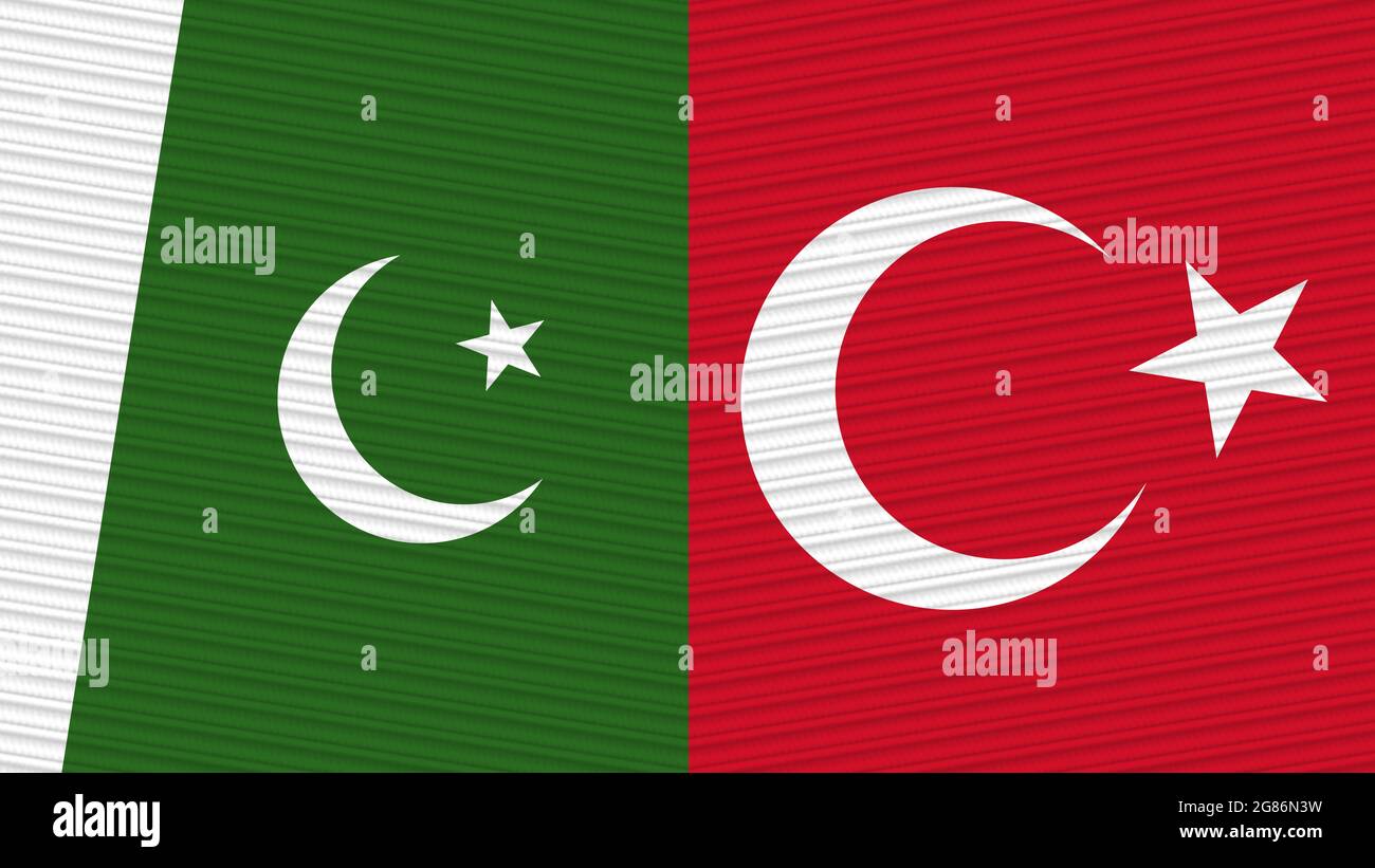 Turkey and Pakistan Two Half Flags Together Fabric Texture Illustration ...