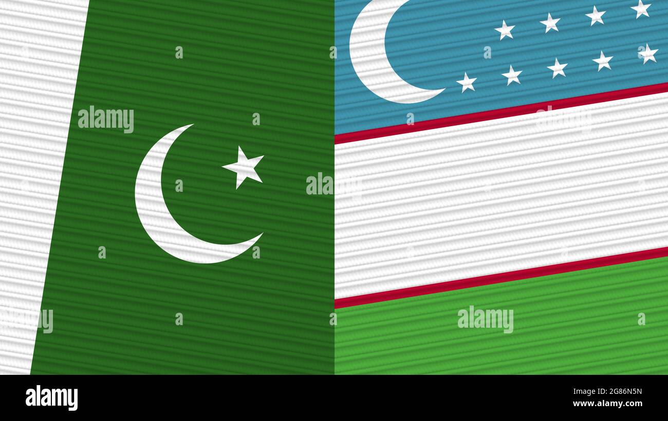 Uzbekistan and Pakistan Two Half Flags Together Fabric Texture ...