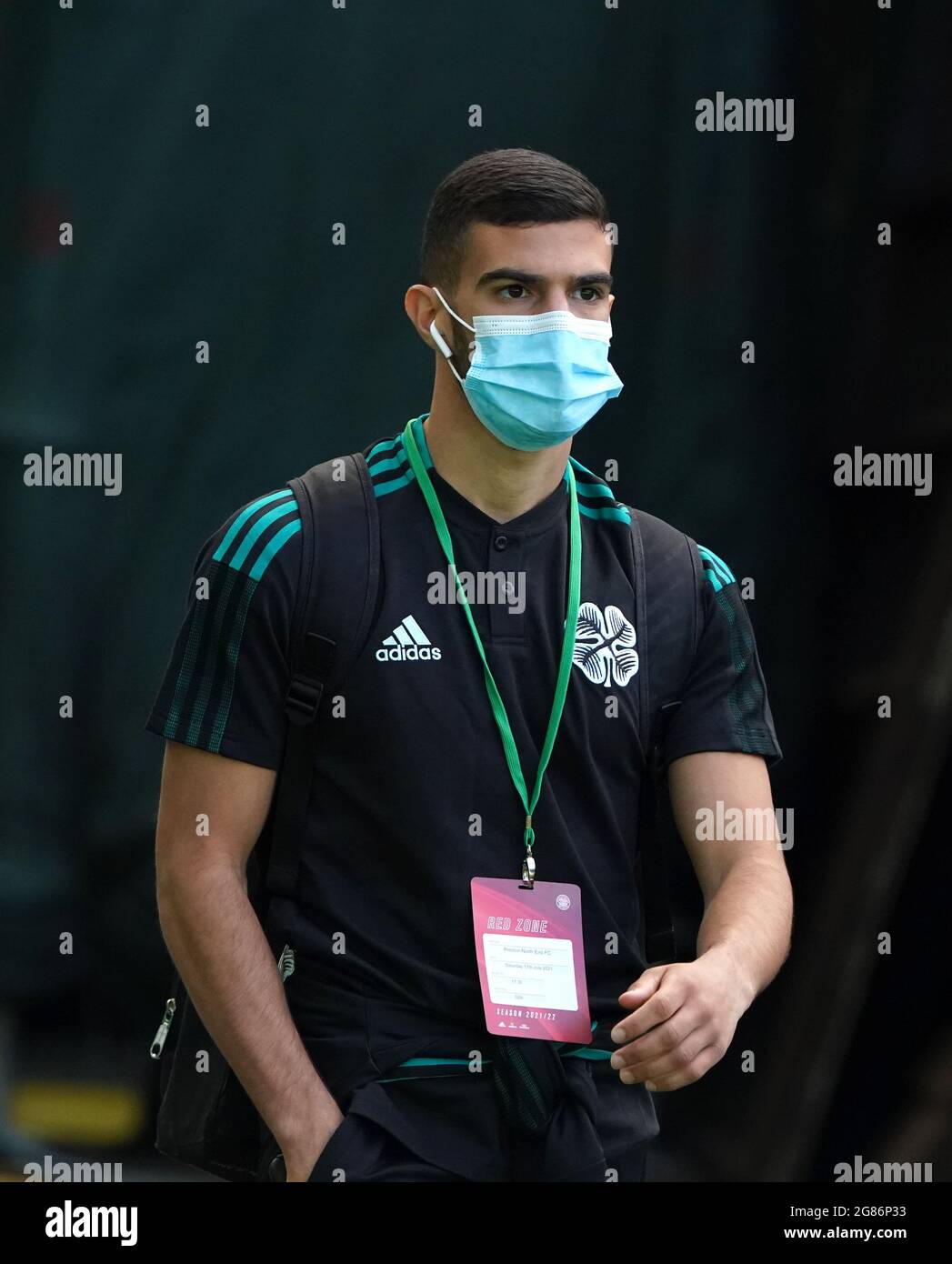 Celtic's Liel Abada arrives before the pre-season friendly match at ...
