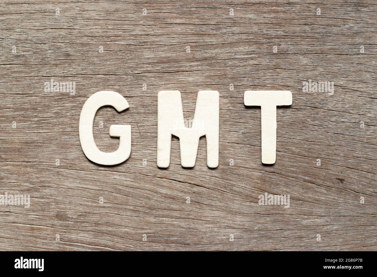 Alphabet letter in word GMT (abbreviation of Greenwich Mean Time) on ...