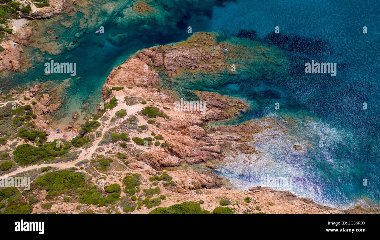 Isola Rossa zential view of the coast, small promontory that stretches ...