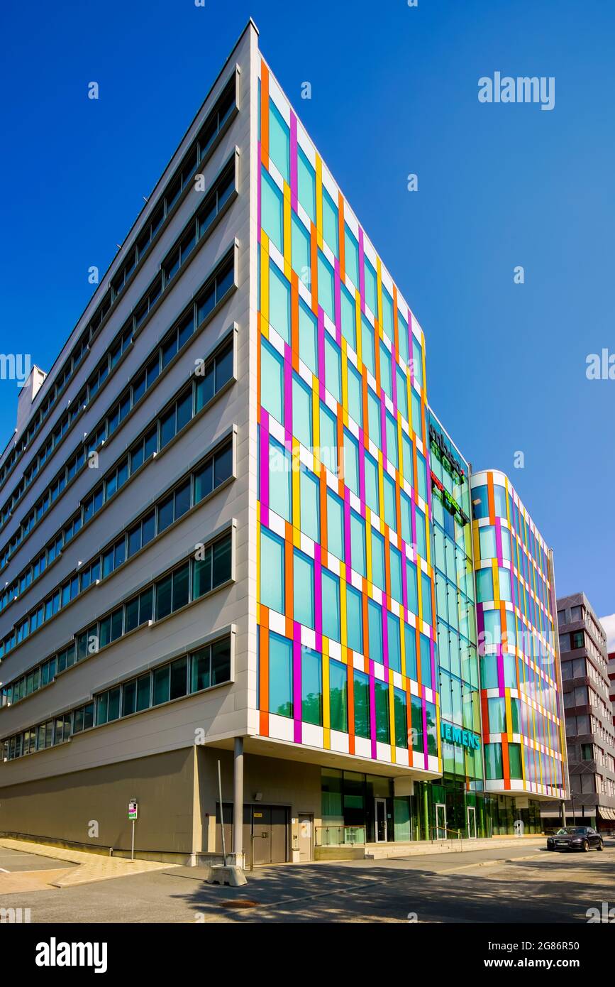Colorful office building by Dalvägen, a district in Solna, north of ...