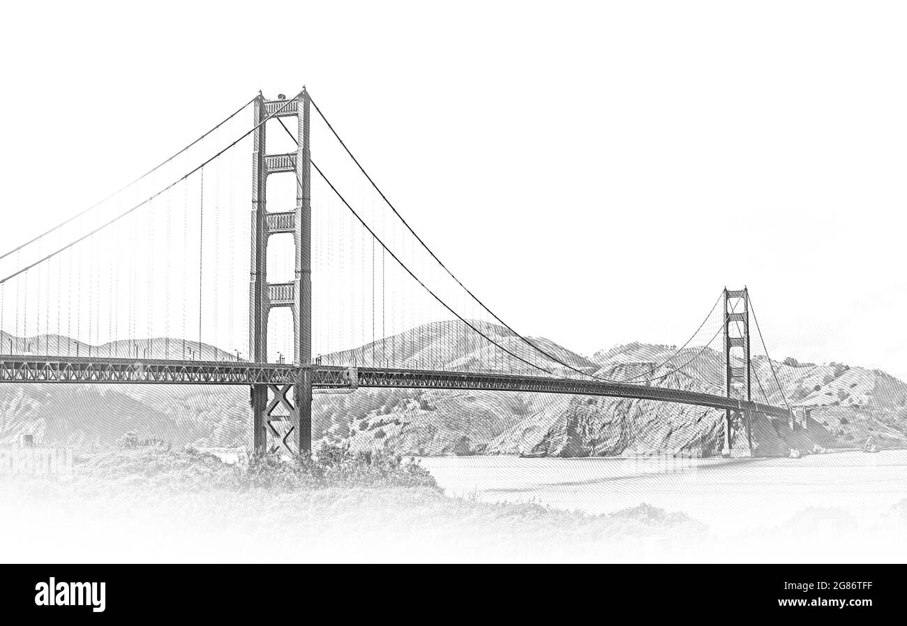Golden Gate Bridge Pencil Drawing