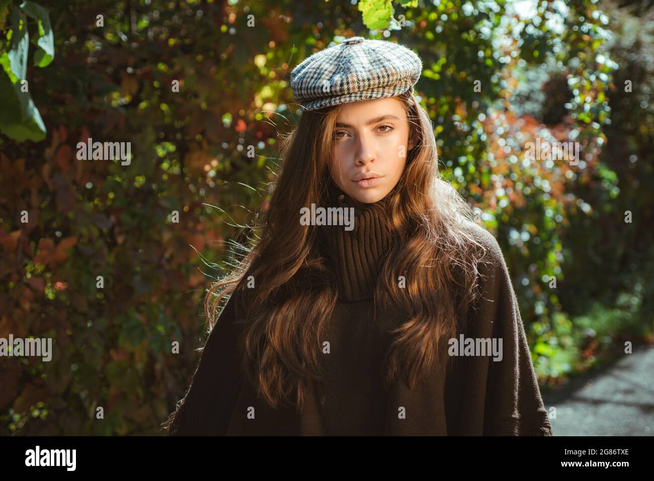 Beautiful Autumn Woman with Autumn Leaves on Fall Nature Background ...