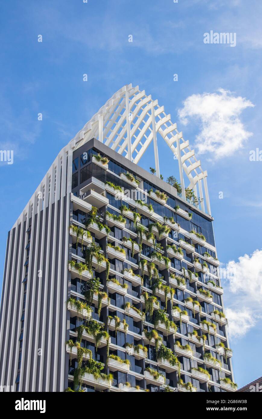 a tastefully contemporary green facade of a multi-storey building Stock ...