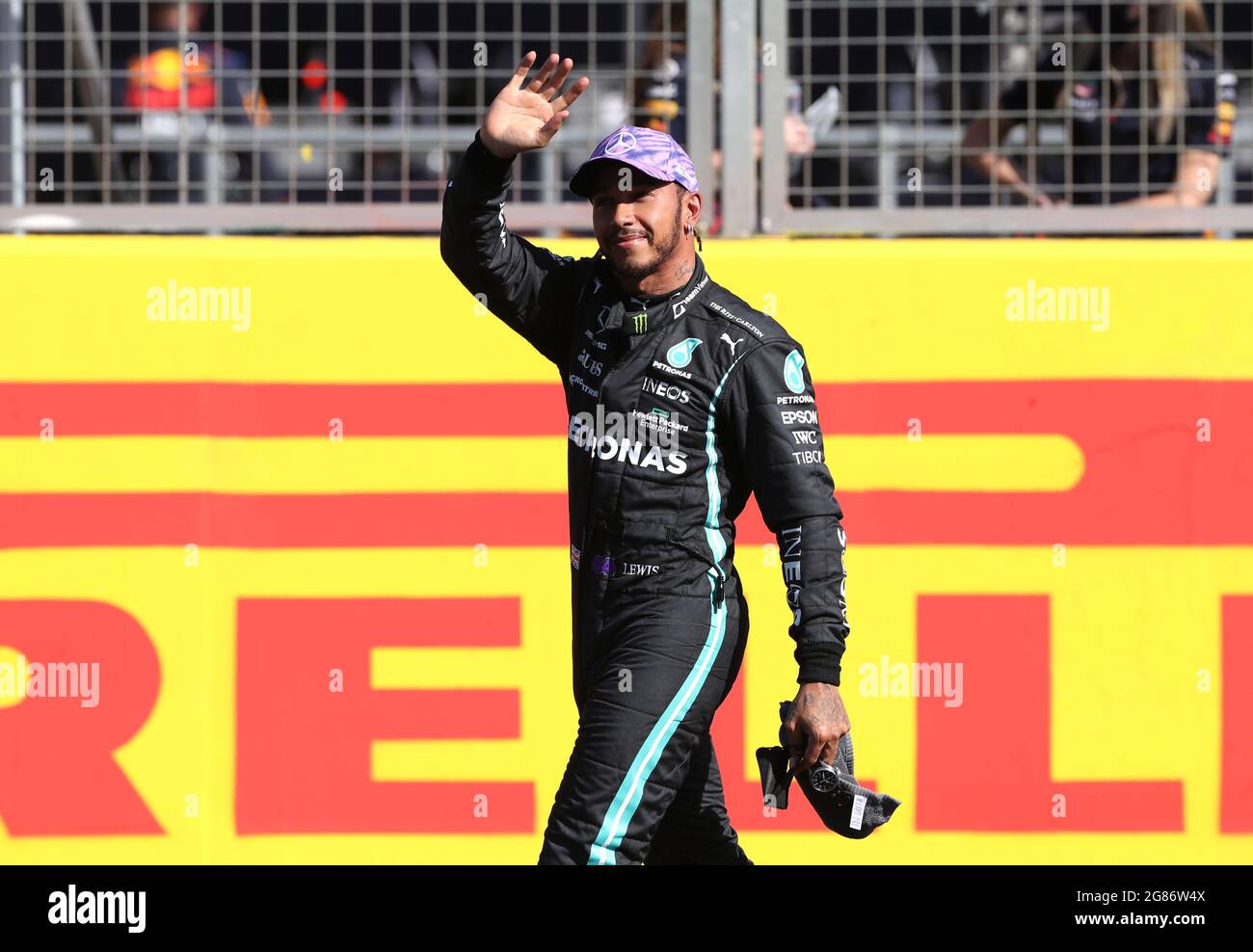 Mercedes' Lewis Hamilton waves to the crowd after the sprint race of ...