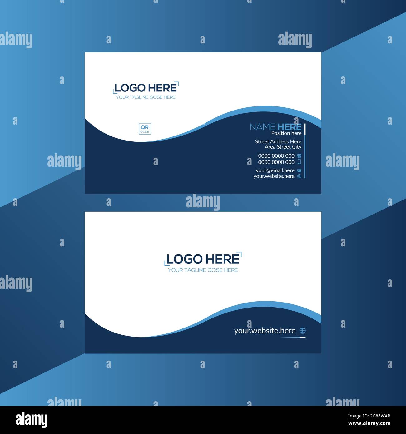 Blue And Cyan Colored Vector Business Card Design Stock Vector Image ...