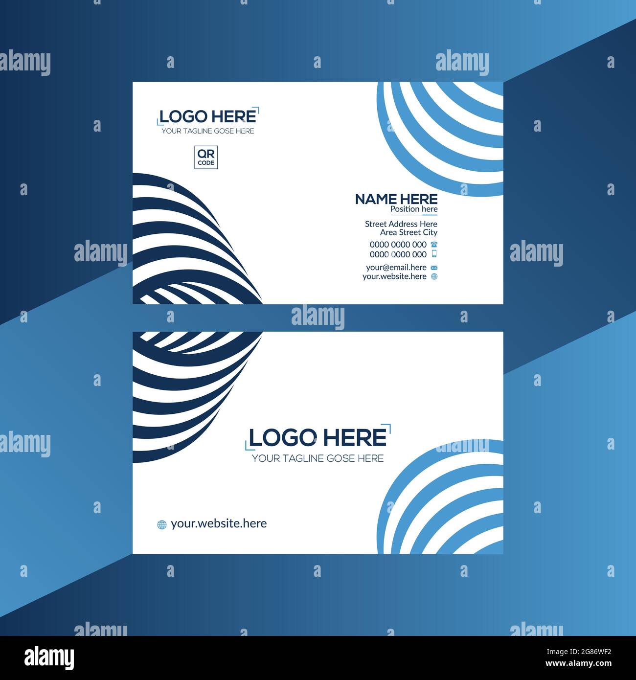 Blue And Cyan Colored Vector Business Card Design Stock Vector Image ...