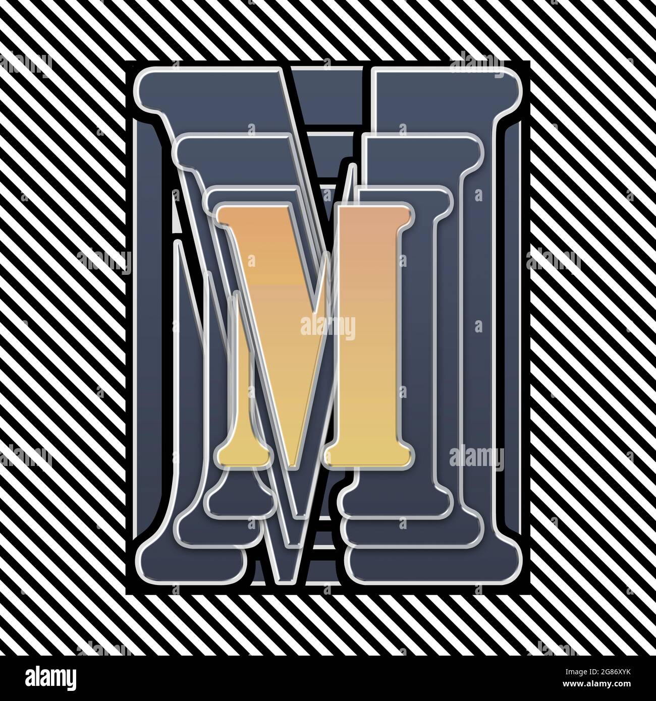 Monogram with uppercase character M stencilled Stock Photo - Alamy