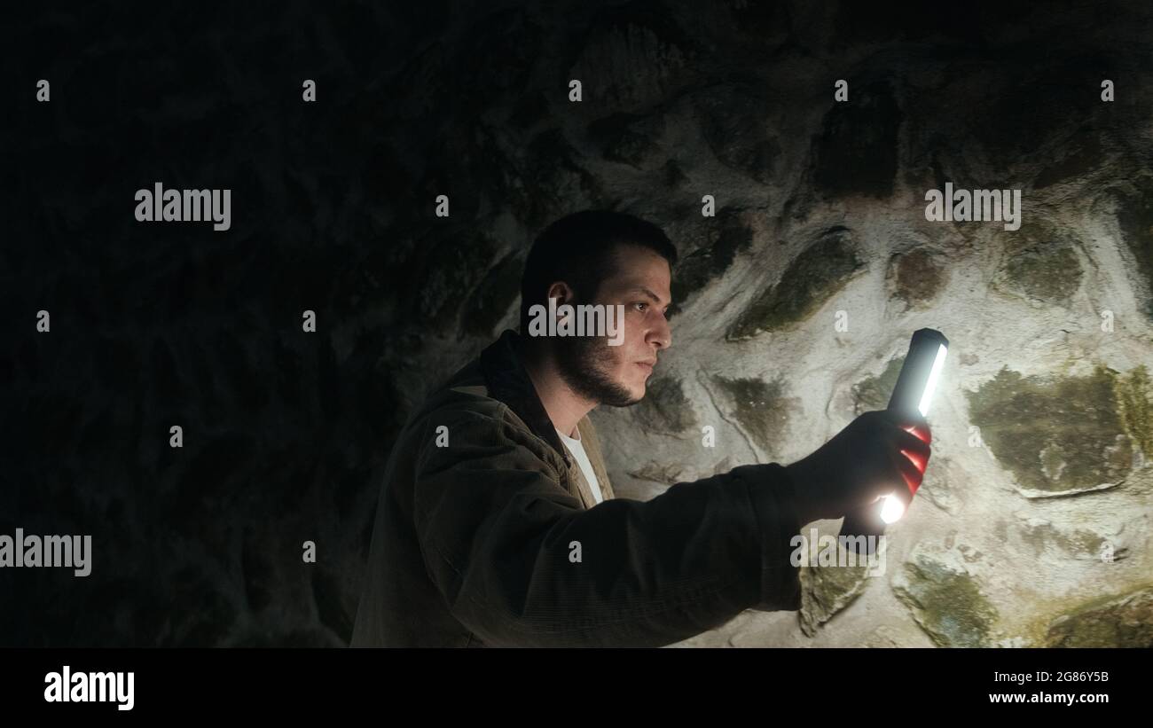 Young handsome tourist archaeologist hi-res stock photography and ...