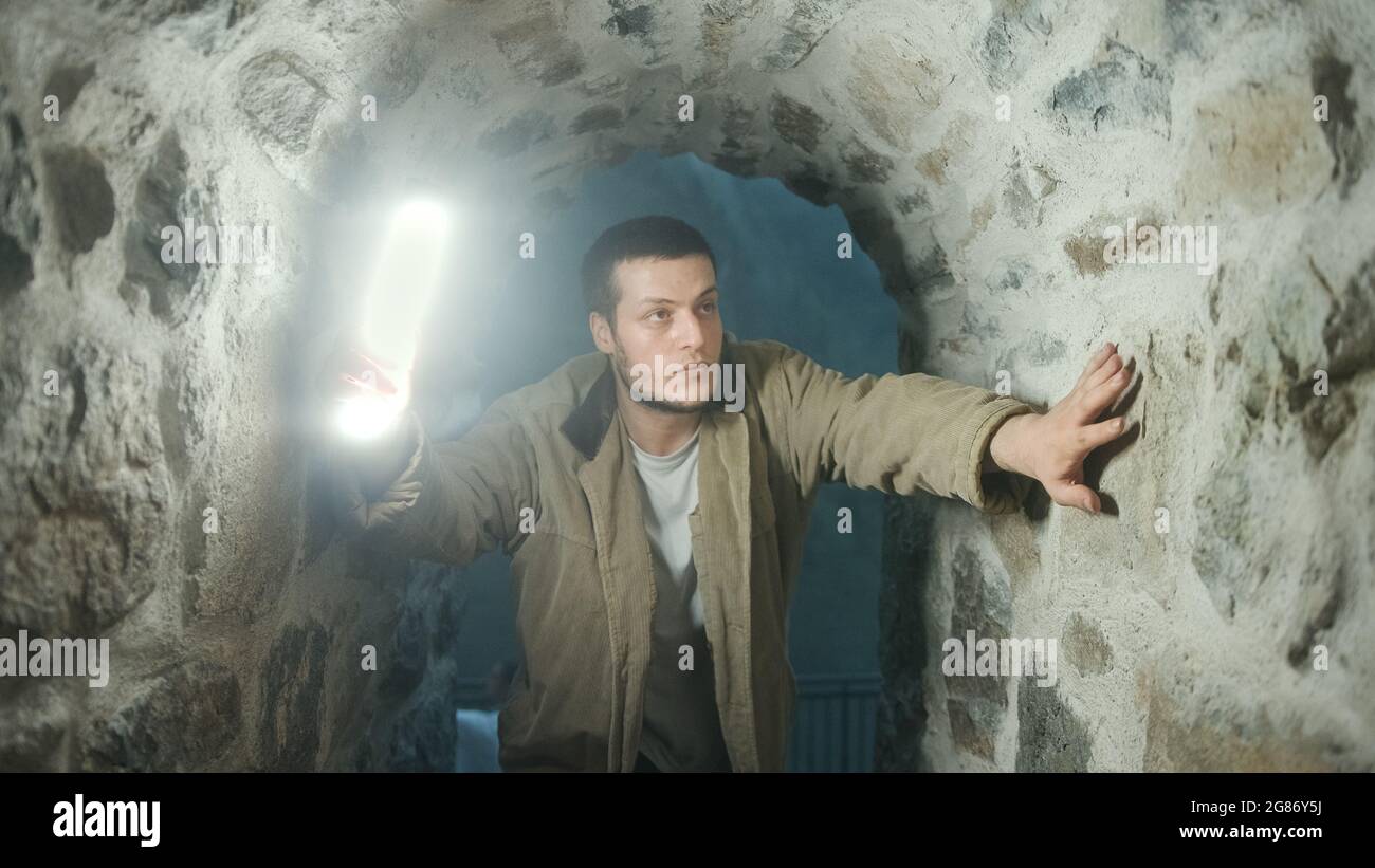 Young handsome tourist archaeologist hi-res stock photography and ...