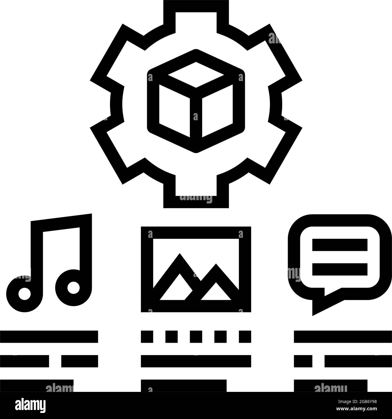 settings of audio, image and test ugc line icon vector illustration ...