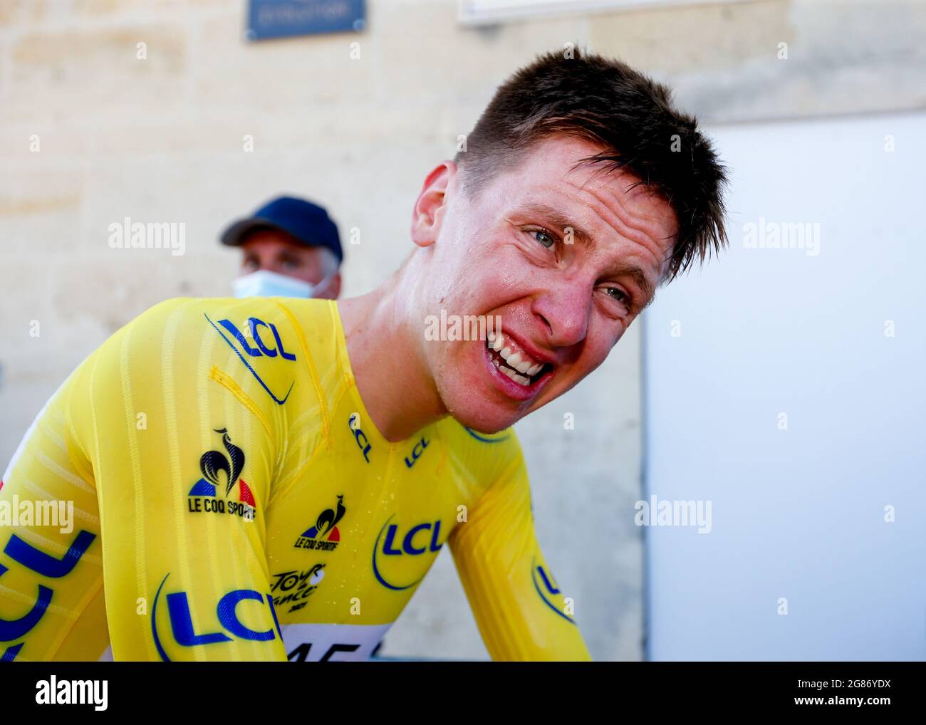 LIBOURNE to SAINT-EMILION , France, 17 July 2021, Yellow jersey Tour de ...