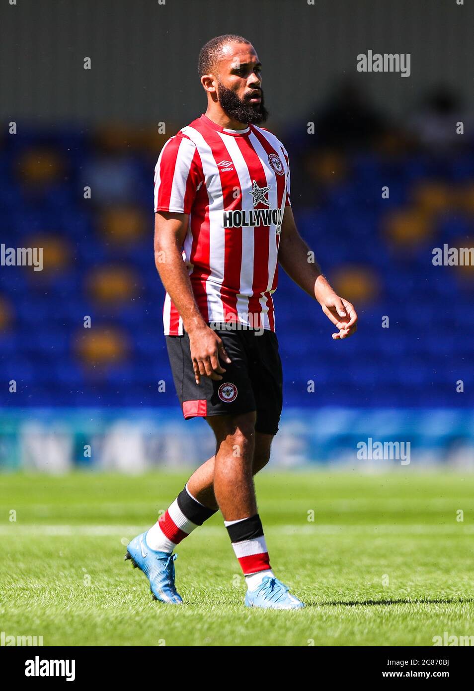 Brentford's Bryan Mbeumo in action during the pre-season friendly match ...