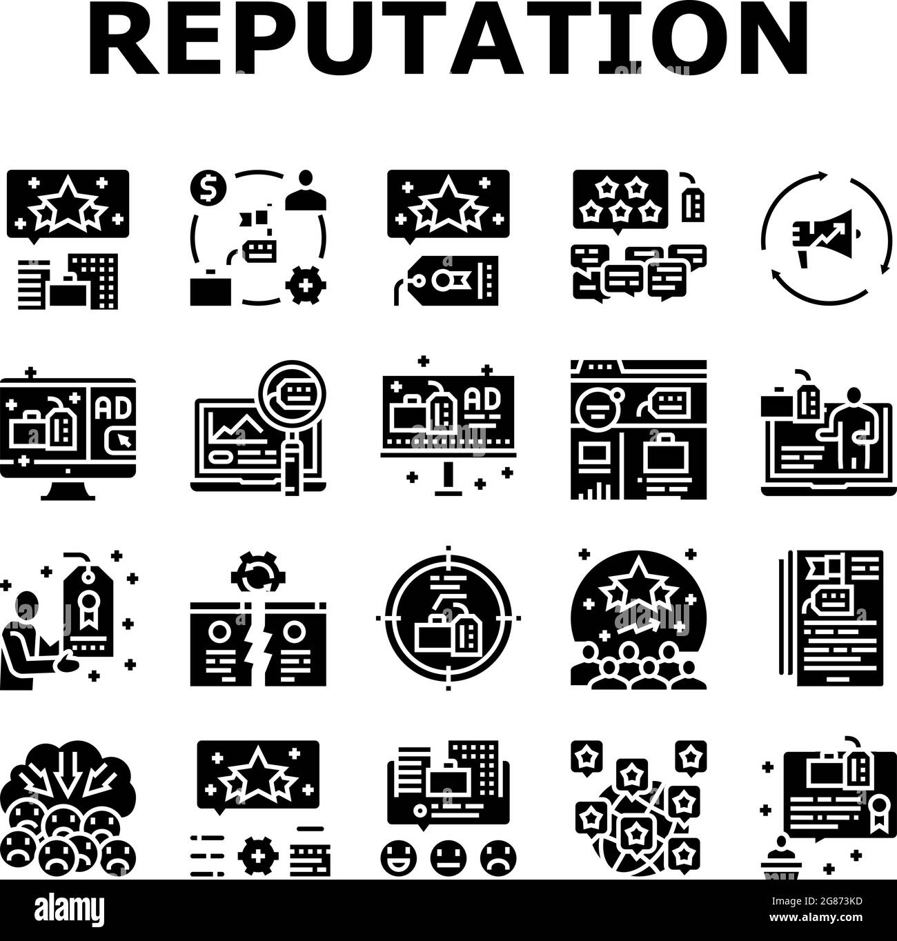 Reputation Management Collection Icons Set Vector Stock Vector Image ...