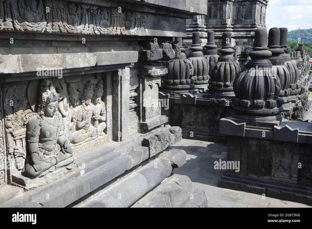 Relief of the god Vishnu in the Hindu Prambanan temple on Java Stock ...