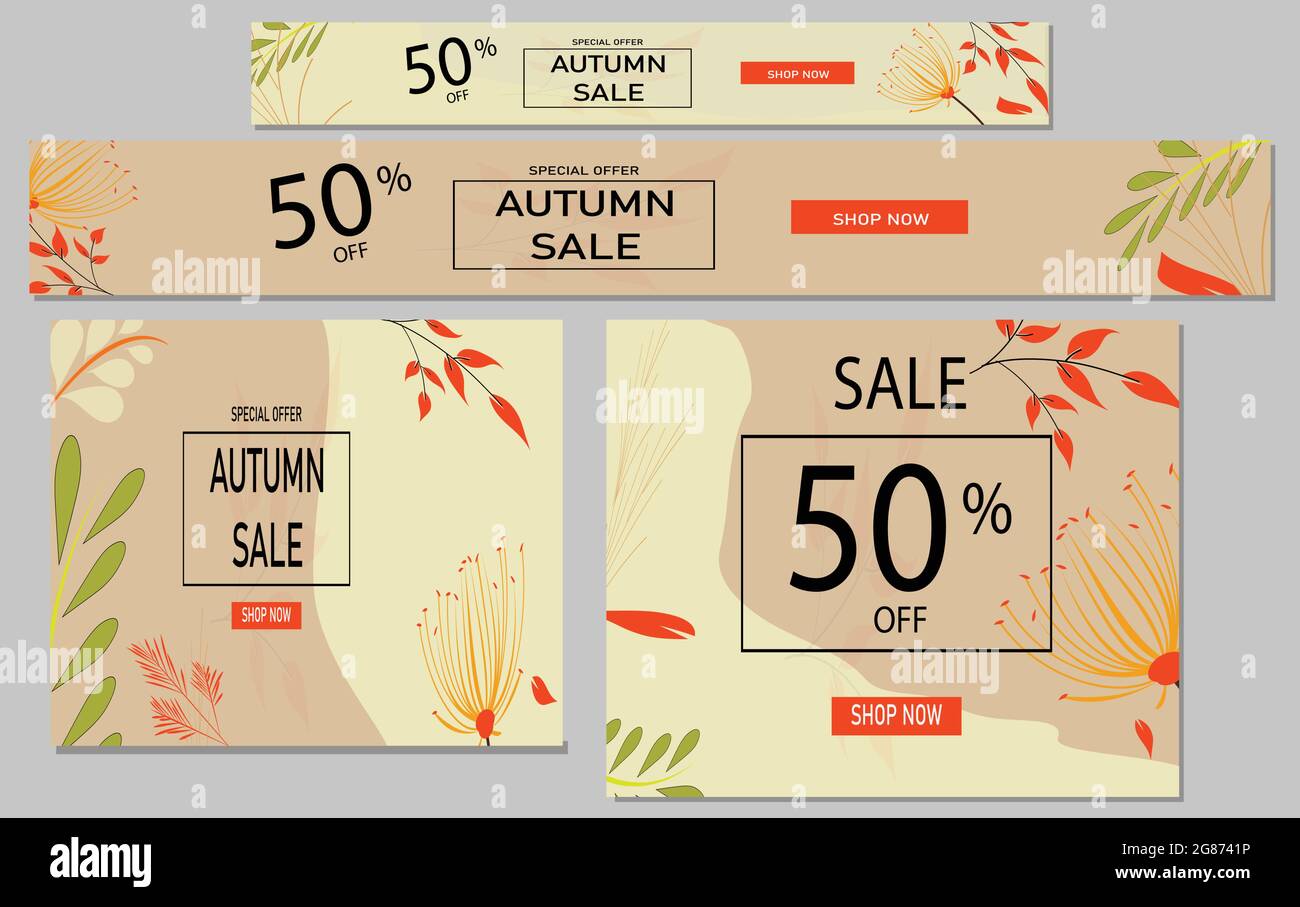 Autumn web banner design template with sale Special Offer Typography ...