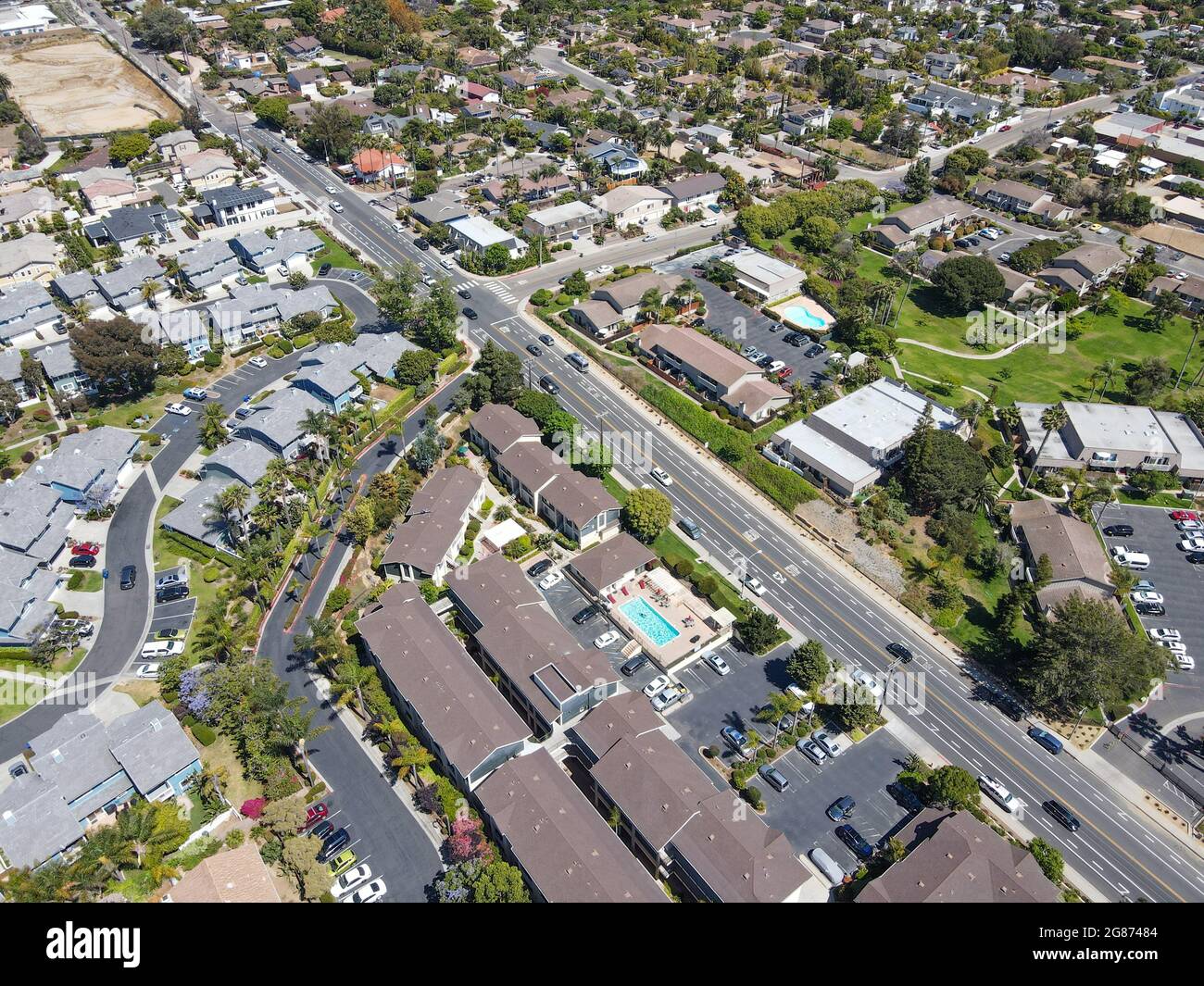 Aerial view of suburb area with residential villa in San Diego, South ...
