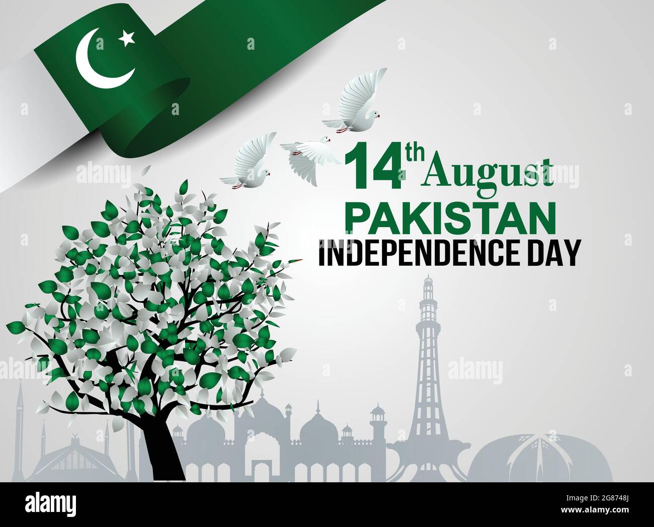 Happy independence Day Vector Template Design Illustration. flag tree ...