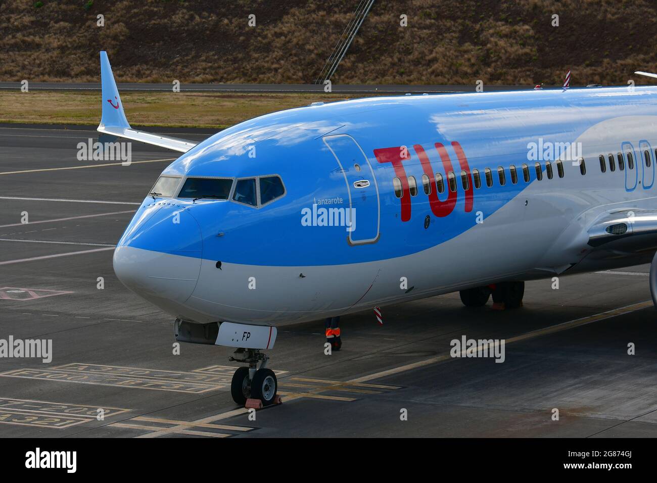 TUI, Boeing 737 MAX 8 airplane at the airport, Funchal, Madeira ...