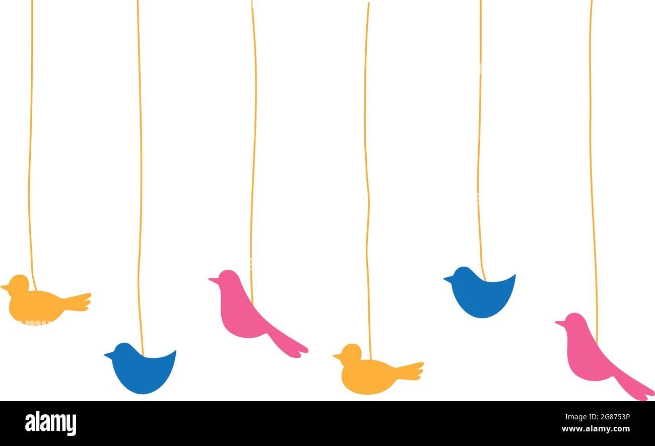 Garland of paper birds. Wall decoration, poster. Vector illustration of ...