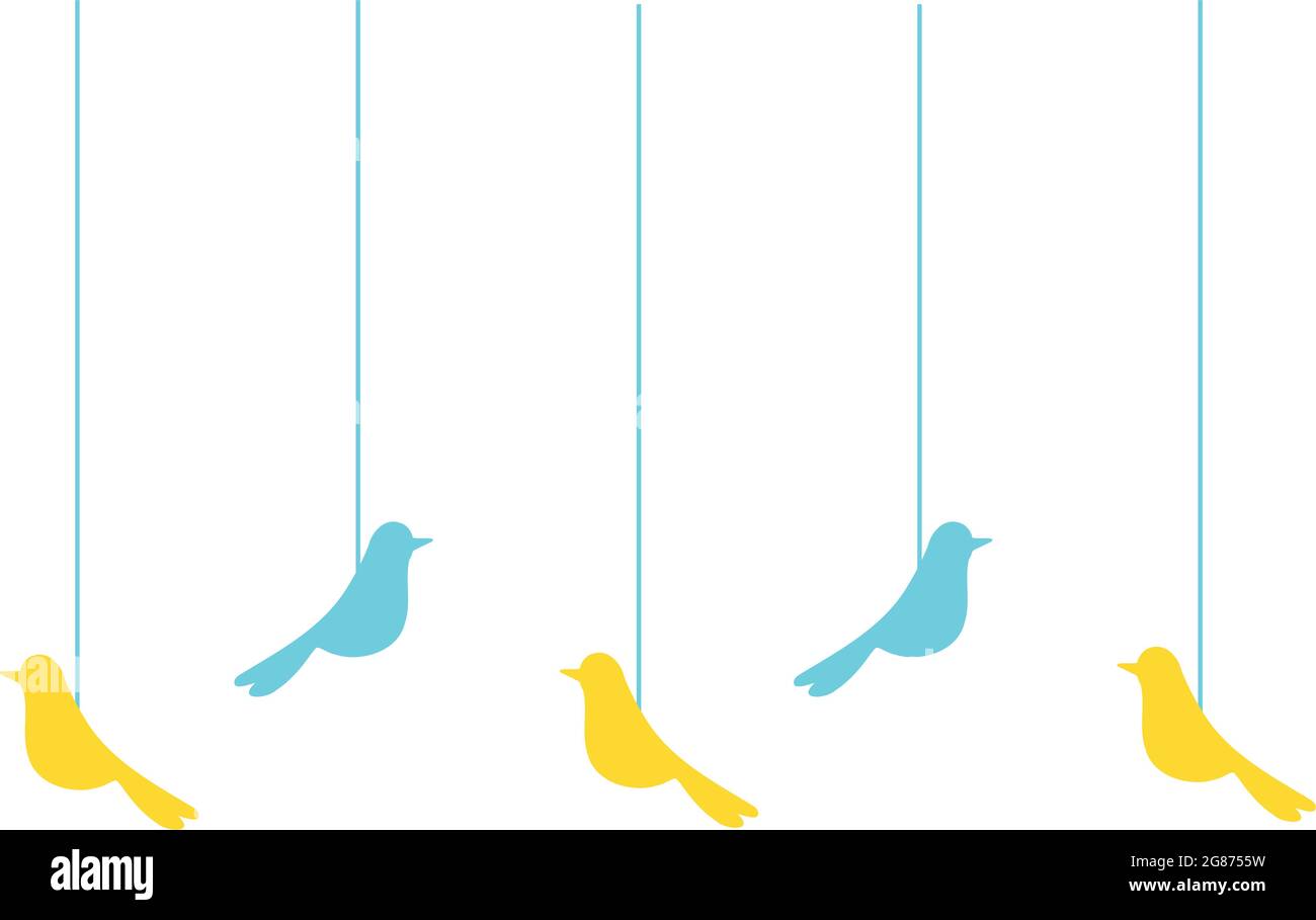 Garland of paper birds. Wall decoration, poster. Vector illustration of ...