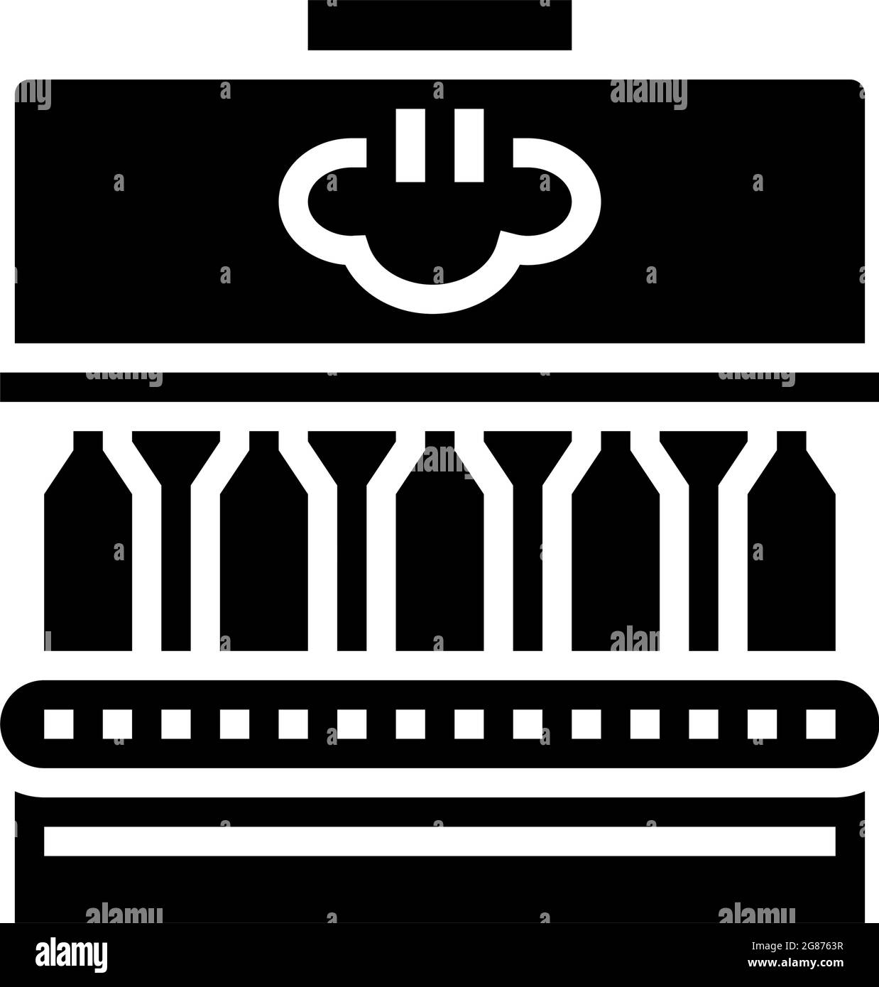 cooling glass bottle factory equipment glyph icon vector illustration ...
