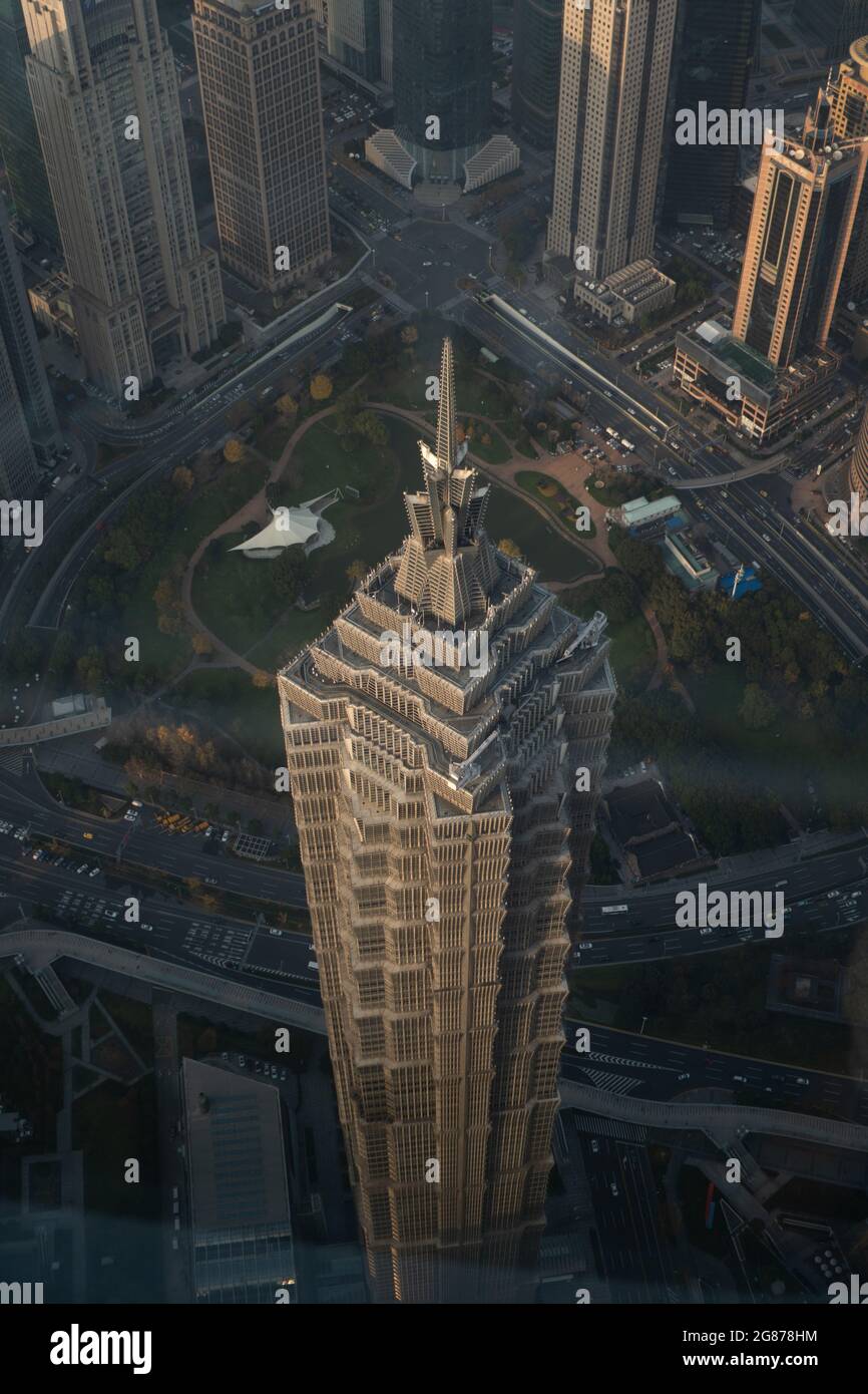 Aerial view of the Jin Mao Tower in Shanghai Stock Photo - Alamy