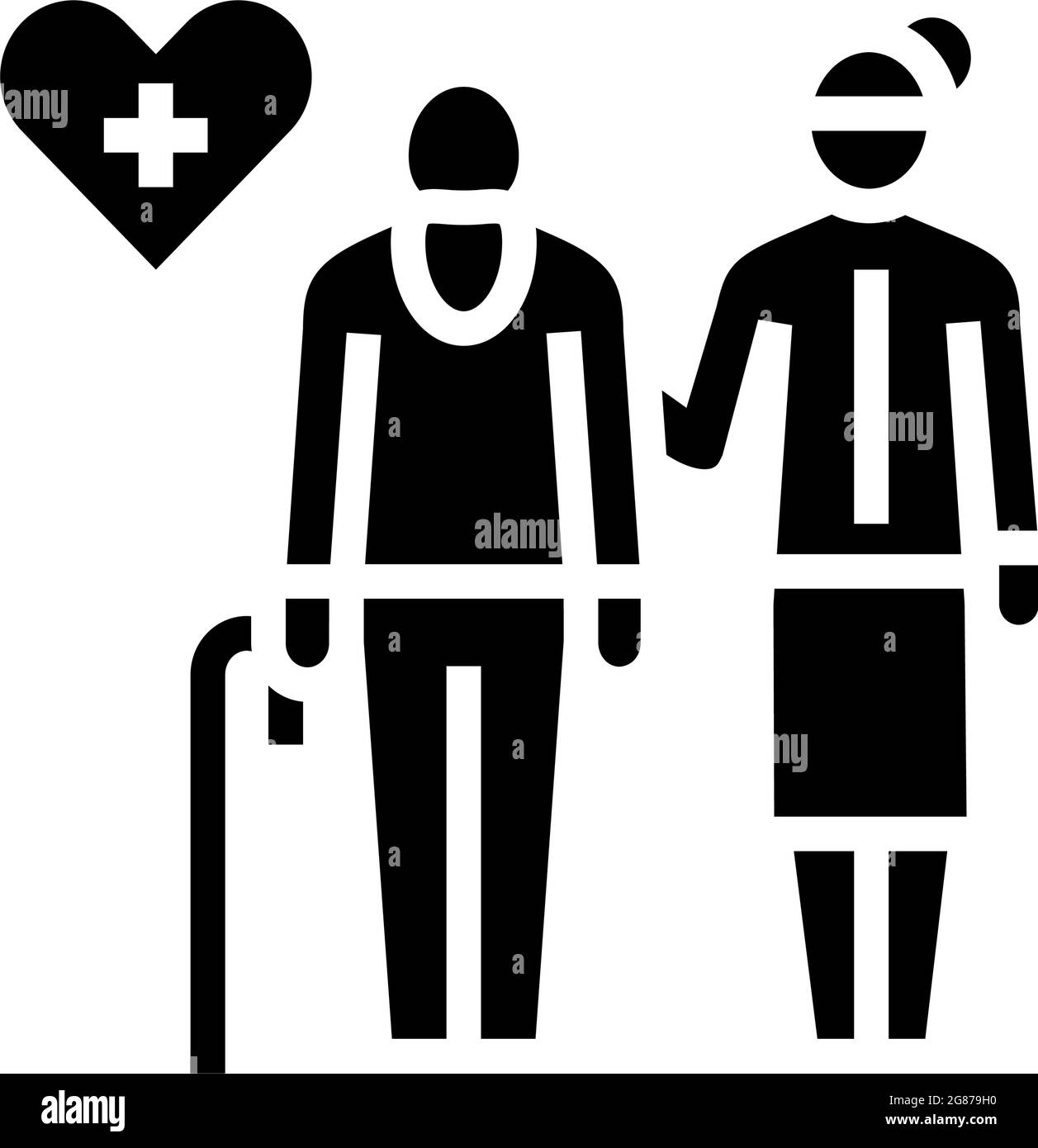 helping and caring for elderly people glyph icon vector illustration ...