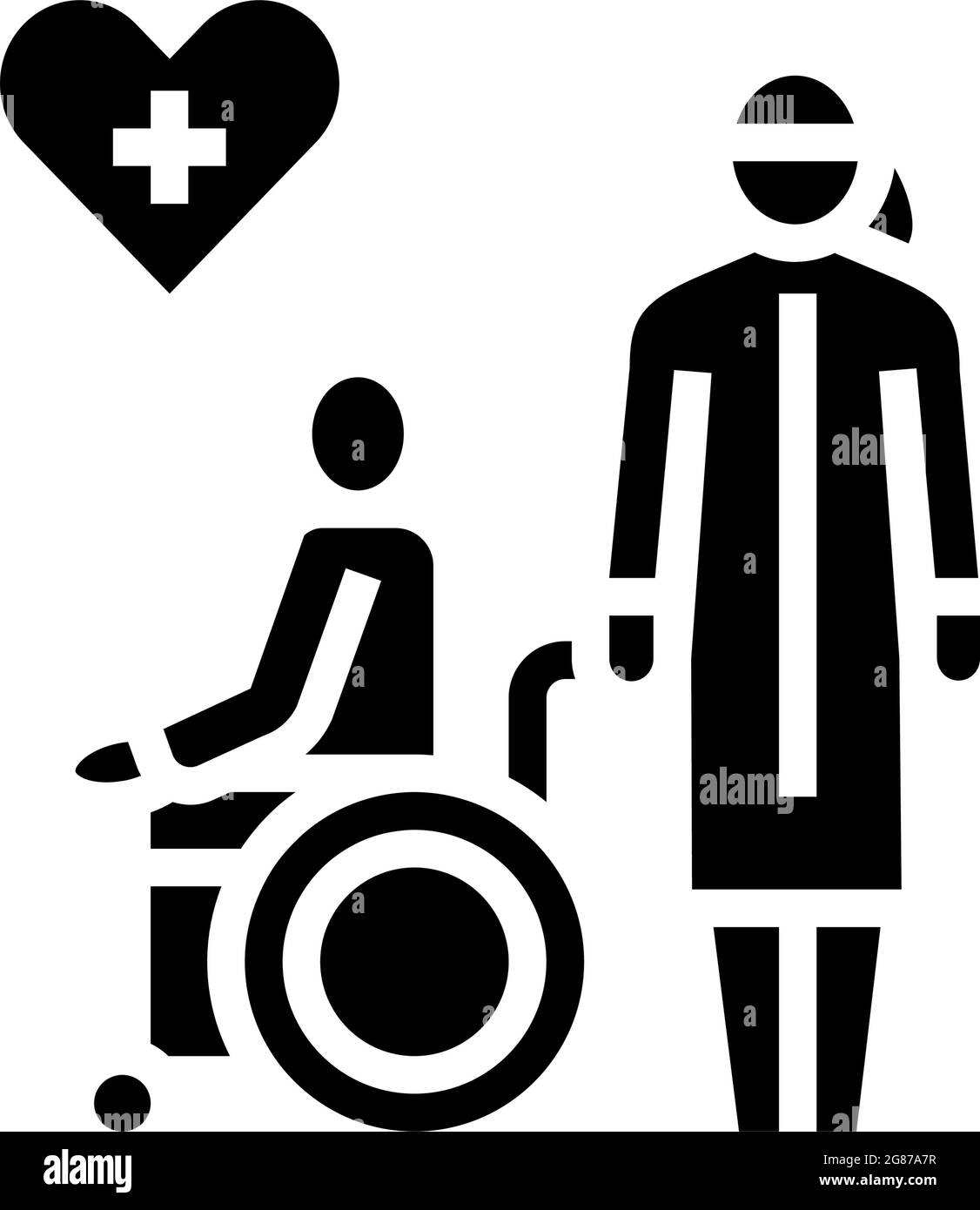 helping and caring for disabled people at home glyph icon vector ...