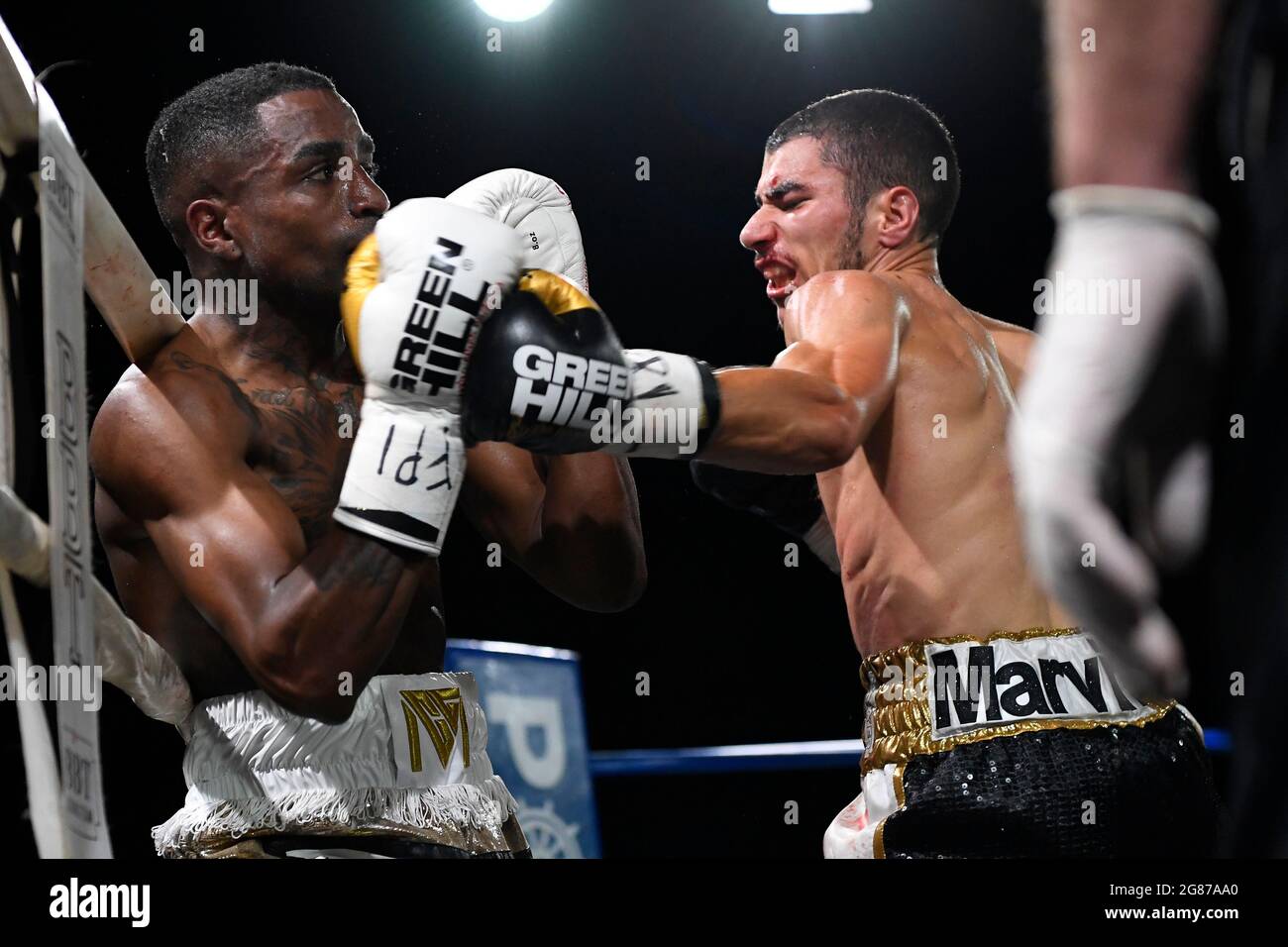 Christopher Mondongo (Italy) vs Marvin Callea (France) during the WBC Mediterranean Super ...