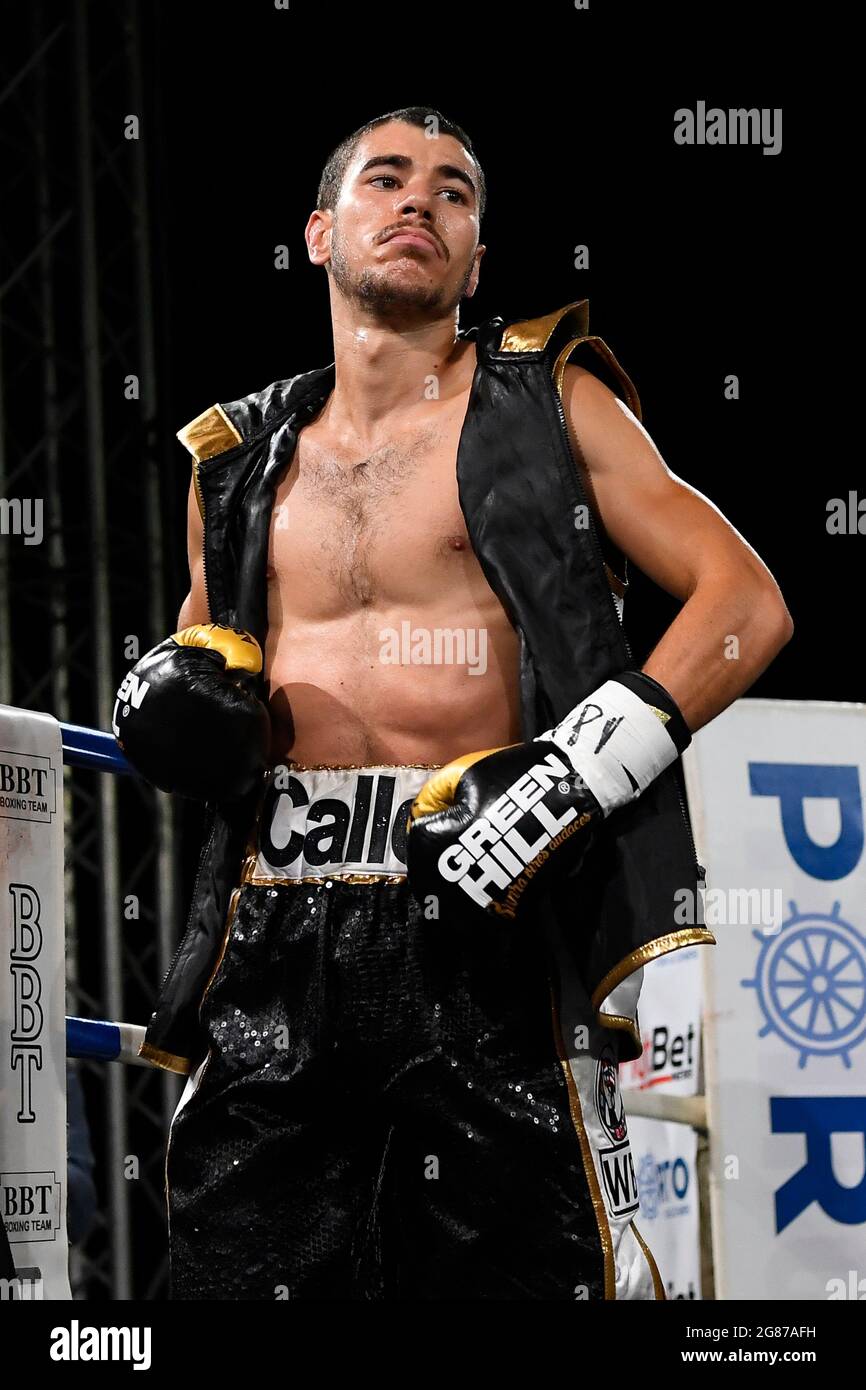 Christopher Mondongo (Italy) vs Marvin Callea (France) during the WBC Mediterranean Super ...