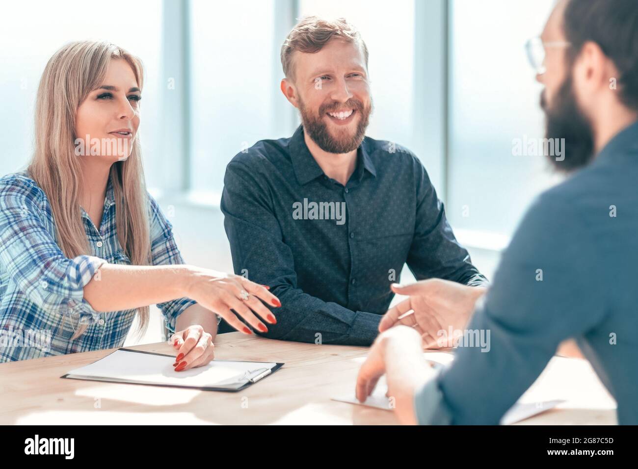 managers ask questions to the applicant during the interview Stock ...