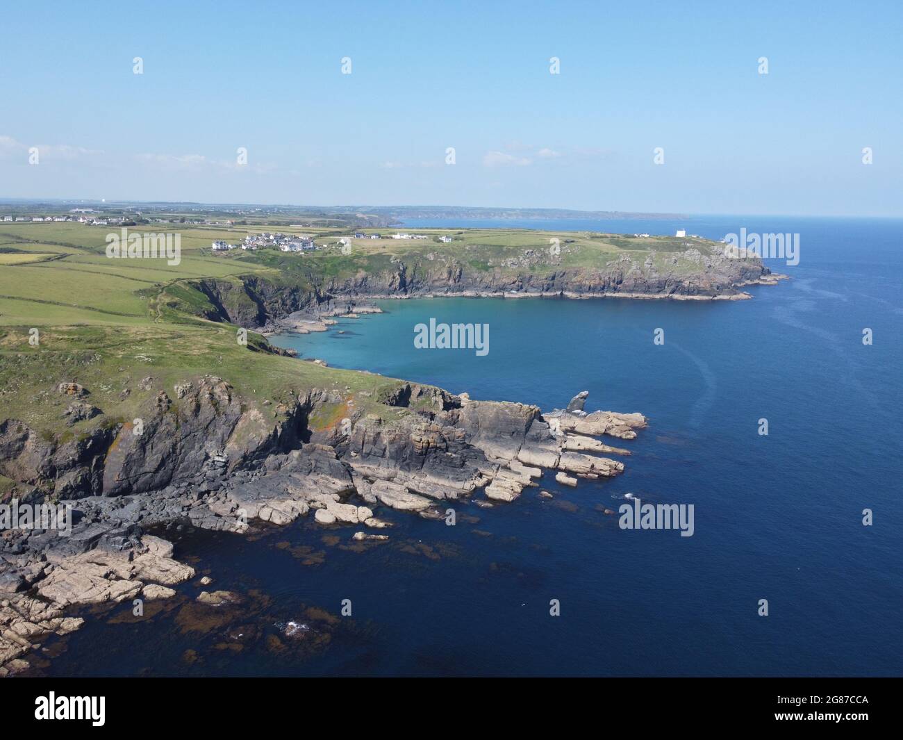 The lizard lighthouse aerial drone cornwall england uk Stock Photo - Alamy