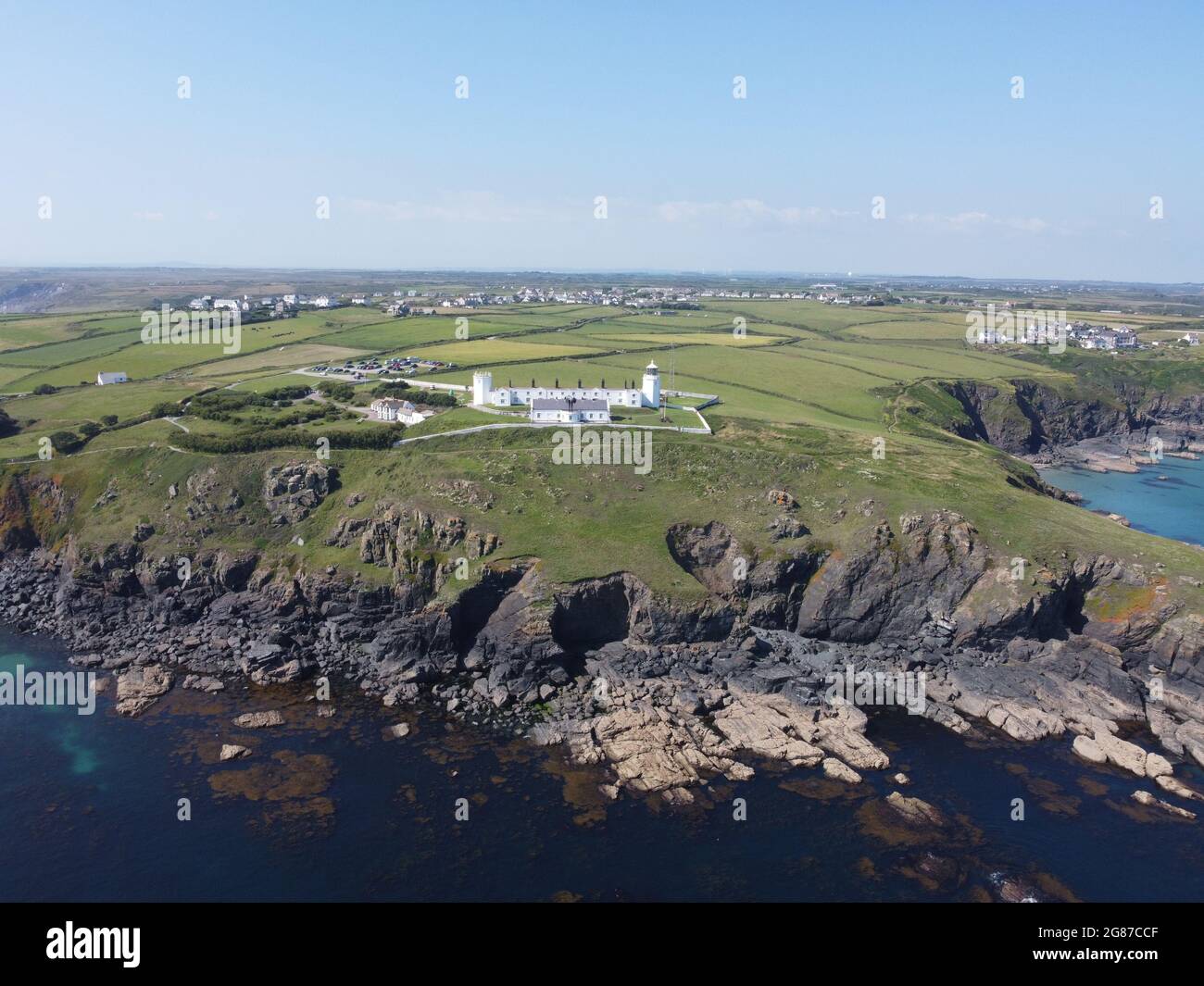 The lizard lighthouse aerial drone cornwall england uk Stock Photo - Alamy