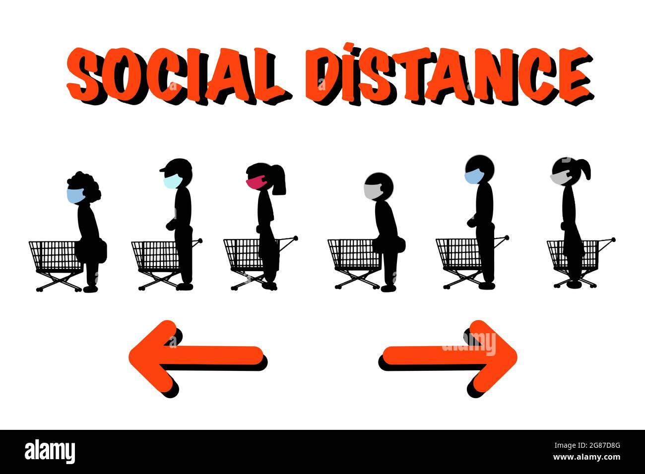 symbol icon people queue and social distance illustration drawing ...