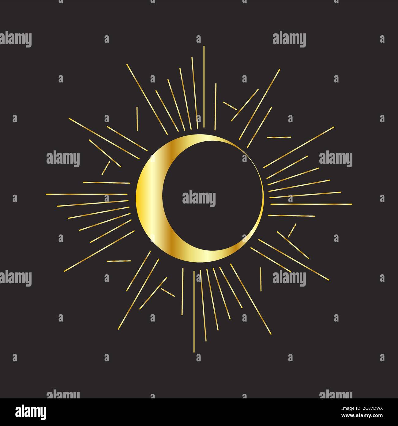 Gold trendy shades phases of the moon, magic astrology and boho. Magic ...
